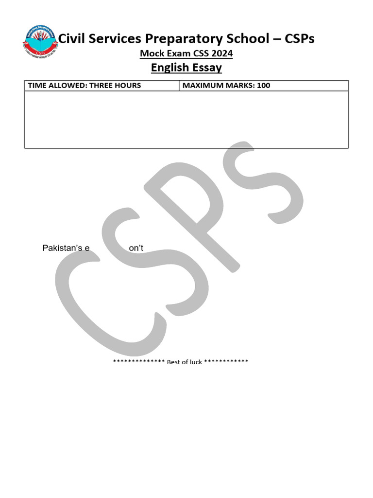 CSS 2024 English Essay Topics List | PDF