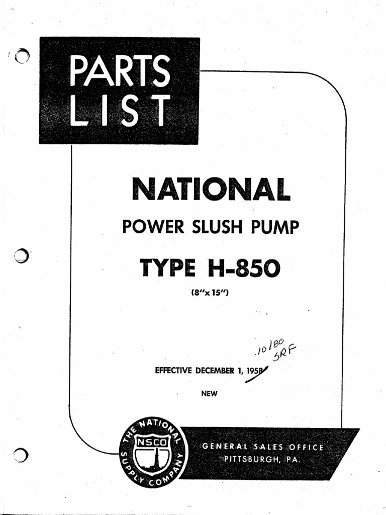 National h850 Parts List | PDF