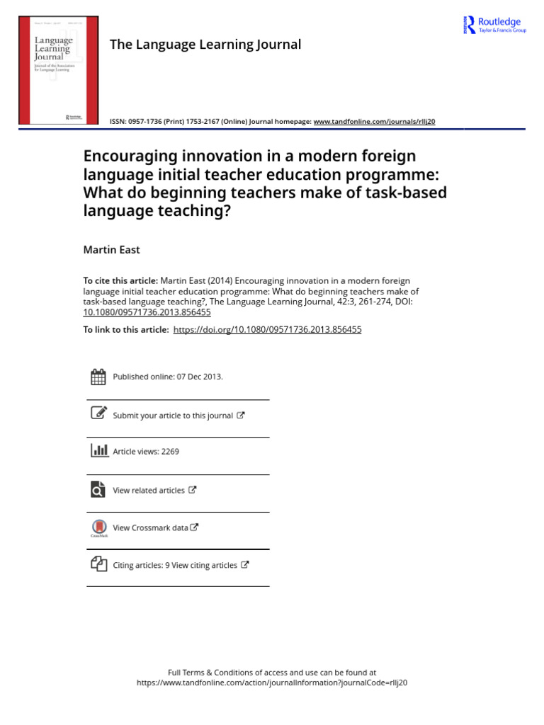 Encouraging Innovation in A Modern Foreign Language Initial Teacher ...