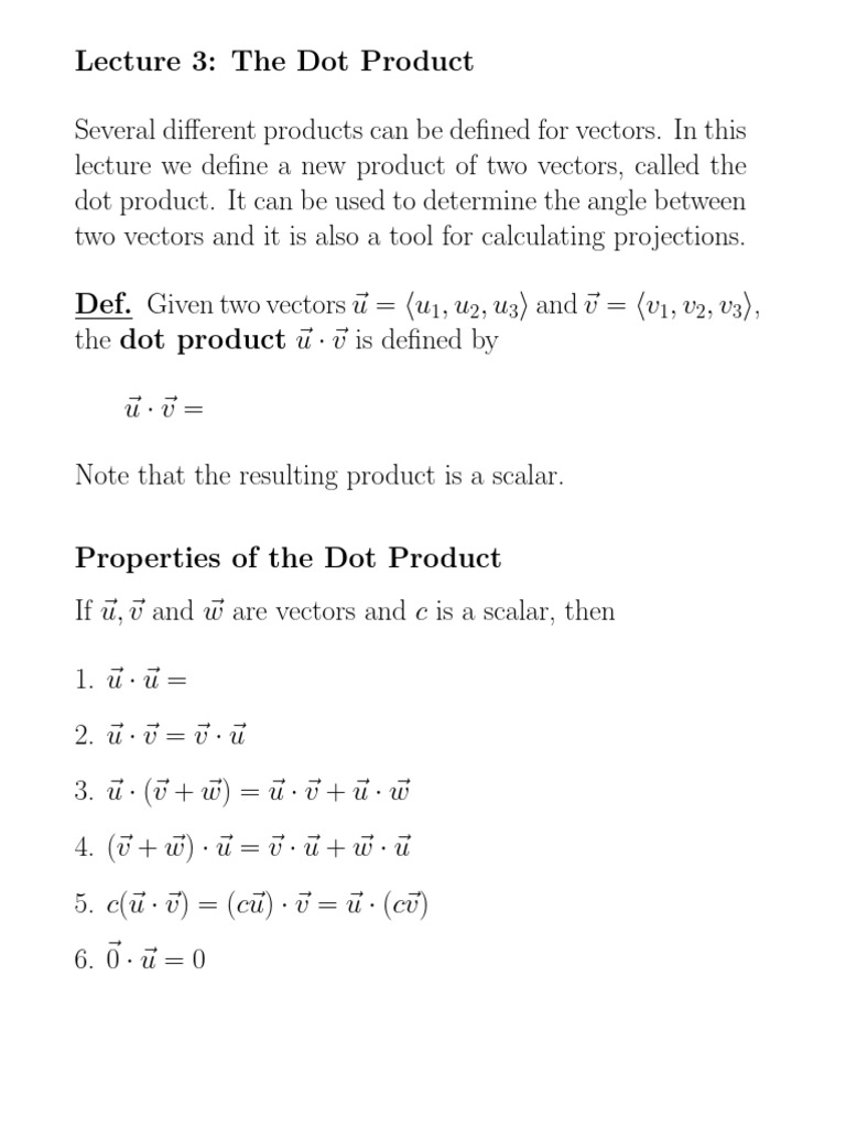 Understanding the Dot Product in Vectors | PDF | Euclidean Vector | Force