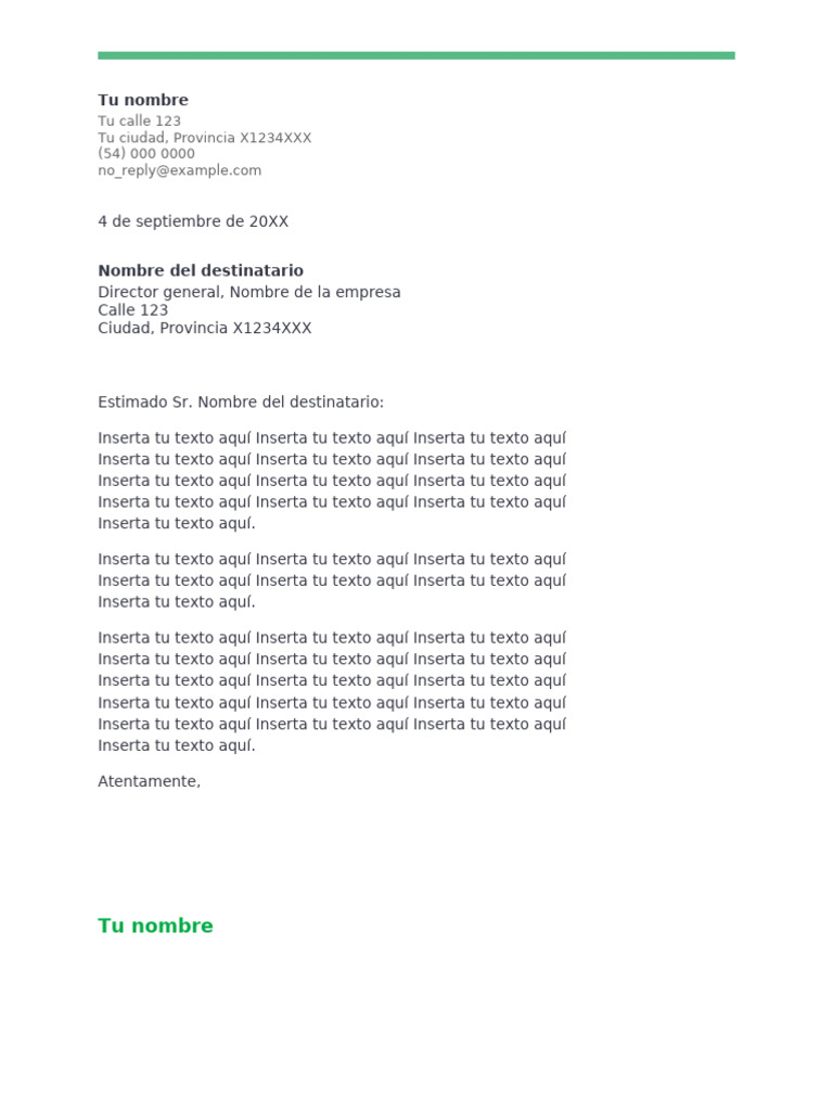 Carta formal de presentación profesional | PDF