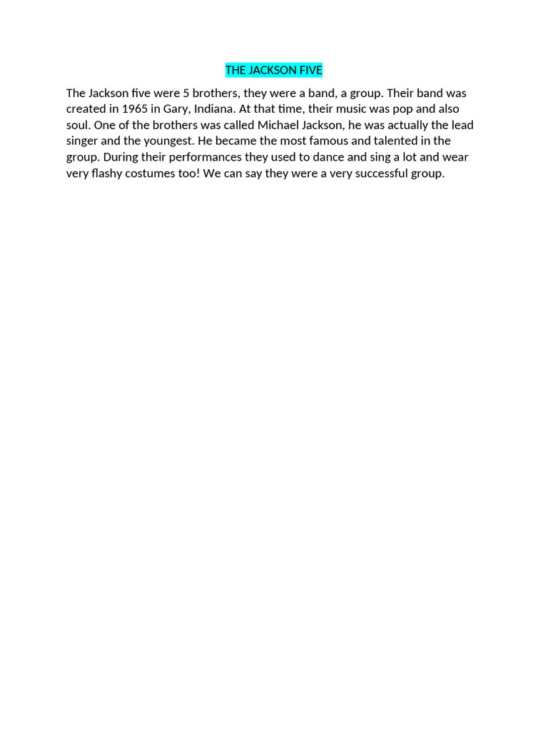 The Jackson Five Were 5 Brothers | PDF