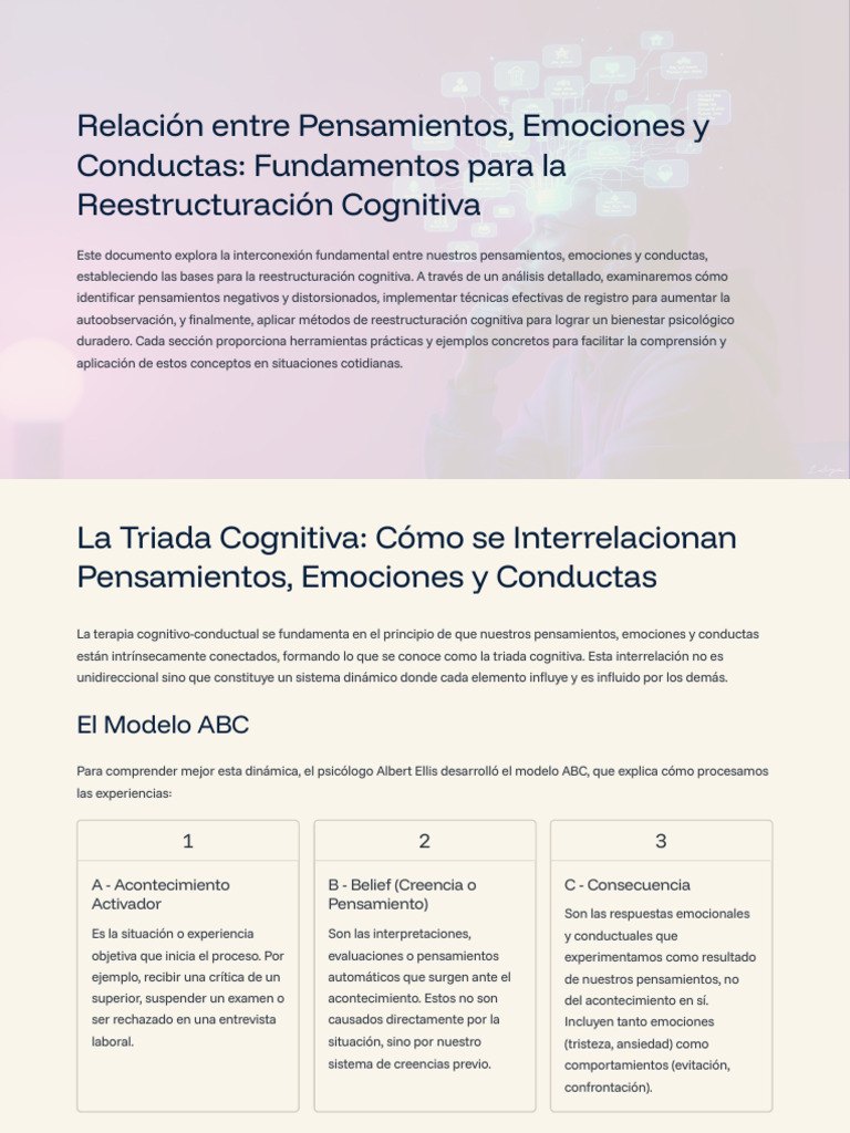 Triángulo Cognitivo: Pensamientos y Emociones | PDF | Las emociones ...