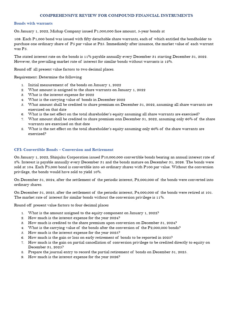 Compound Financial Instruments Analysis | PDF | Bonds (Finance) | Interest