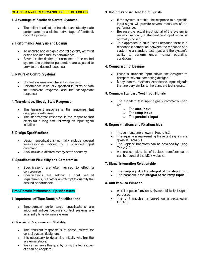 Feedback Control System Performance | PDF | Stability Theory | Control ...