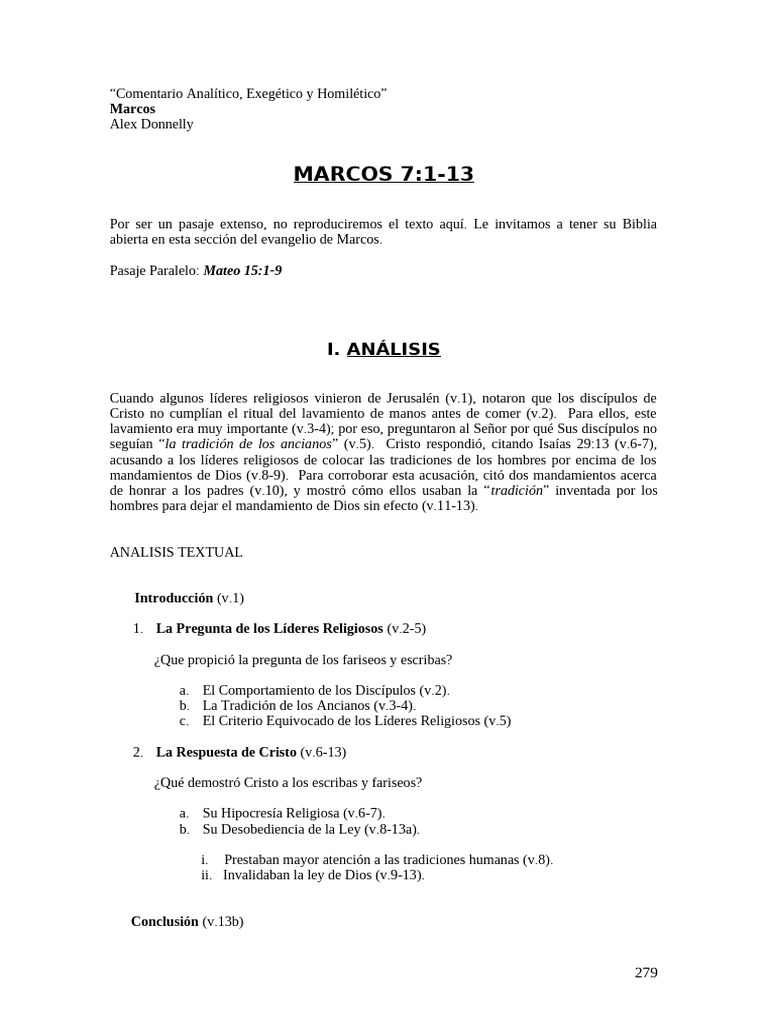 Marcos 7 (1-13) Revisado | PDF | Jesús | Evangelio de Mateo