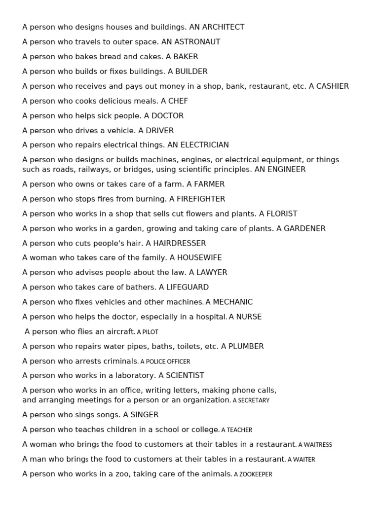 Ficha 14 - Answers Jobs and Occupations Actions | PDF