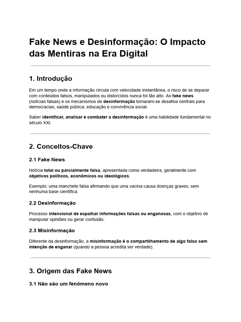 Impacto das Fake News na Sociedade | PDF