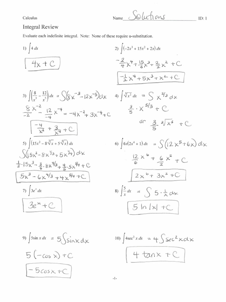 Integral Review Solutions | PDF