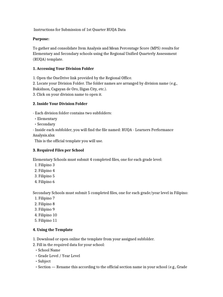 RUQA Data Submission Guidelines | PDF | Computer File | Computing