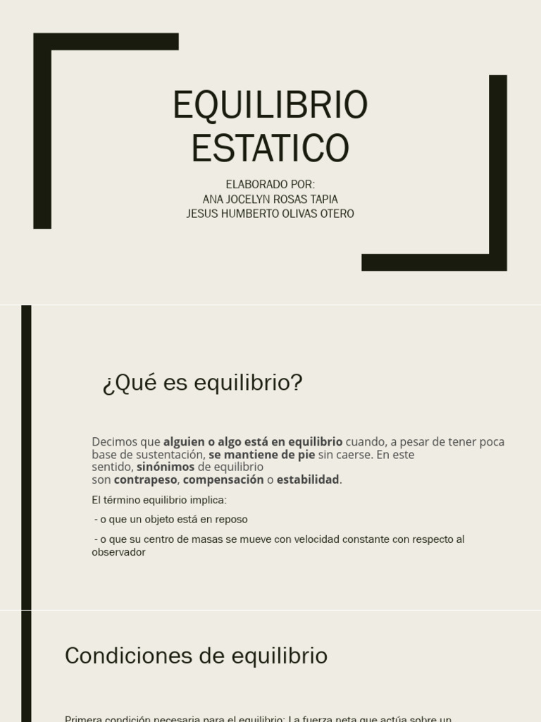 Equilibrio Estatico Pdf Fuerza Velocidad