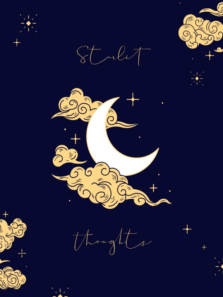 Navy Blue and Gold Illustrated Moon Instagram Post PDF | PDF