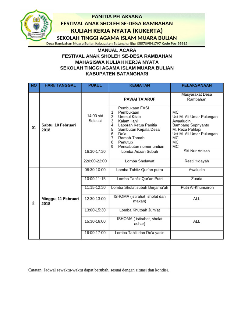 Manual Acara Fasi | PDF