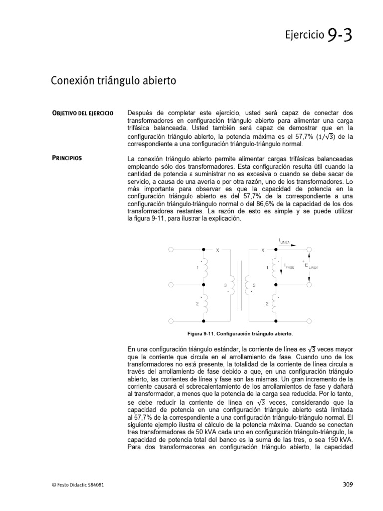 Conexión Delta Abierta en Transformadores | PDF | Transformador ...