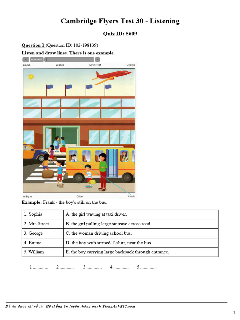 Quiz 5609 Cambridge Flyers Test 30 Listening | PDF