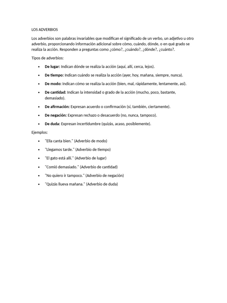 Los Adverbios | PDF