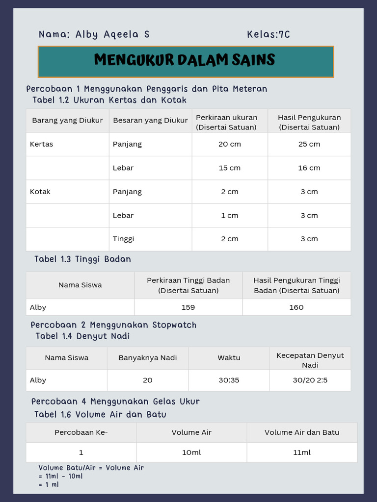 Pengukuran Sains oleh Siswa Kelas 7C | PDF