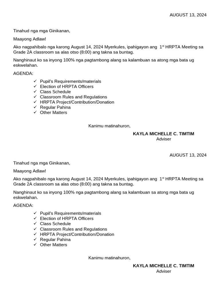 1st HRPTA Meeting 24-25 | PDF