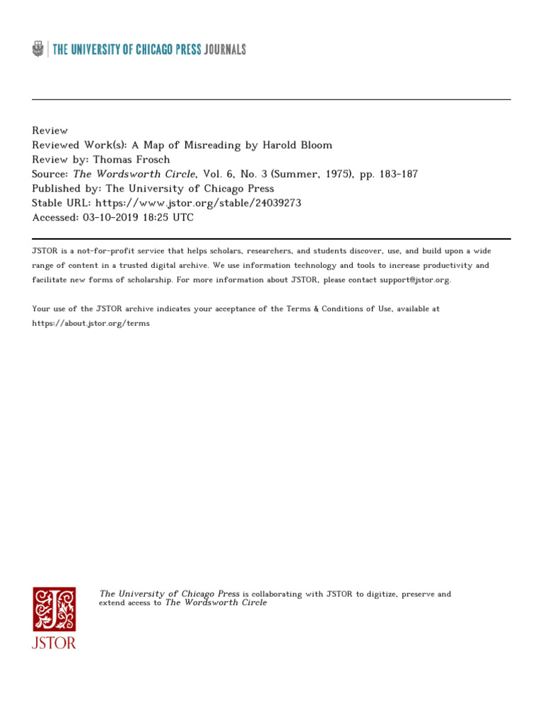 Review of Bloom's A Map of Misreading | PDF | Poetry | Metaphor