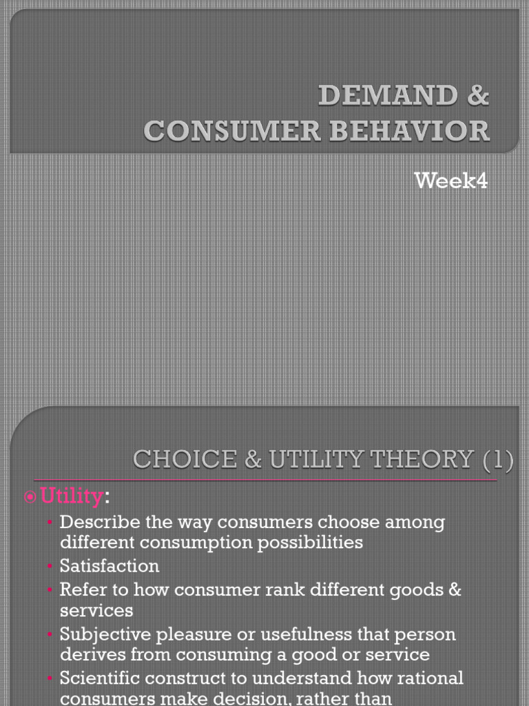 4 - Demand Consumer Behavior | PDF | Cost Of Living | Utility
