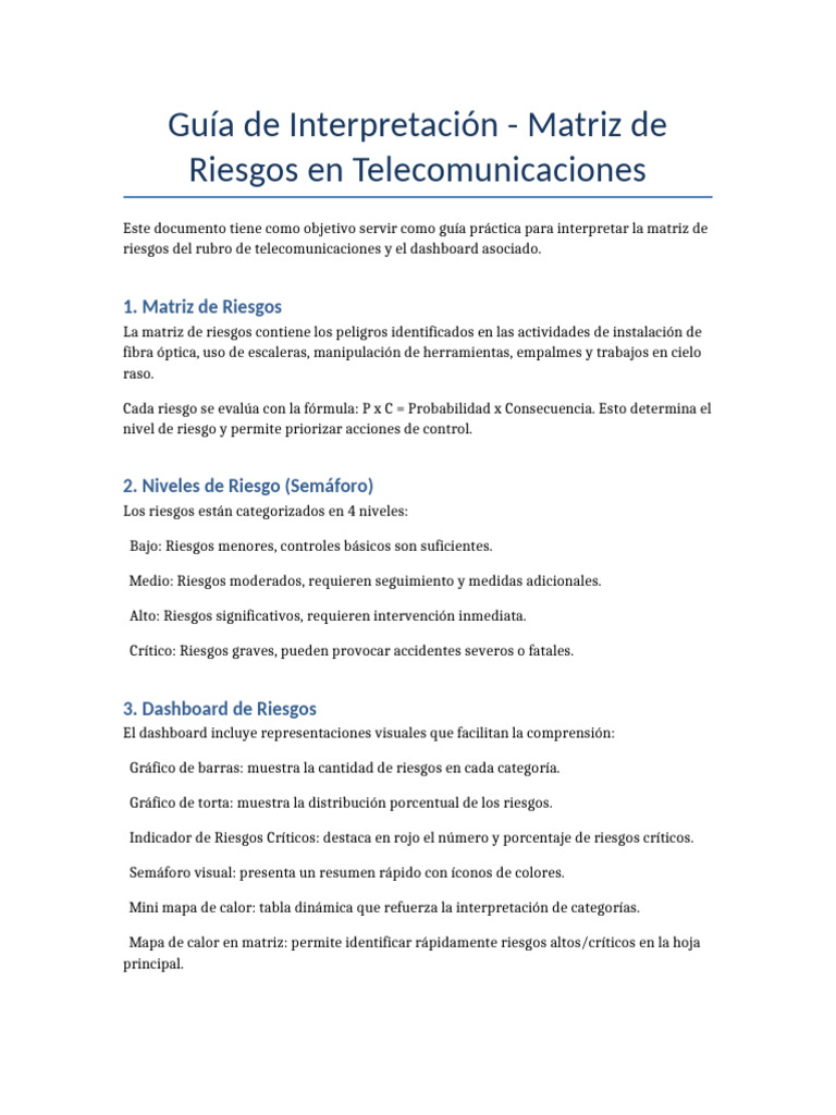 Guia Interpretacion Matriz Riesgos Telecomunicaciones Pdf