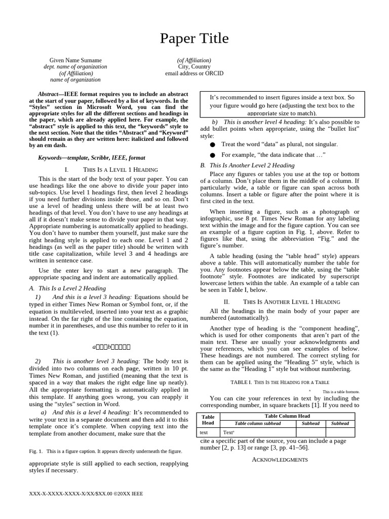 IEEE Paper Format Template 1 | PDF | Note (Typography) | Typography