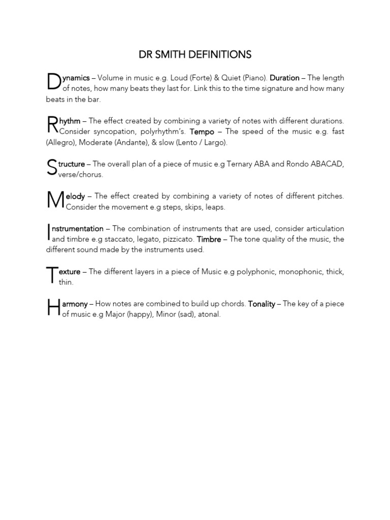 IGCSE Music Vocabulary Guide | PDF | Tempo | Harmony
