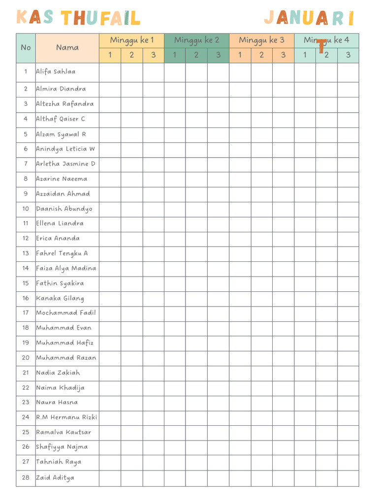 Back To School Class Attendance Sheet Pastel Colors in Boho Style | PDF