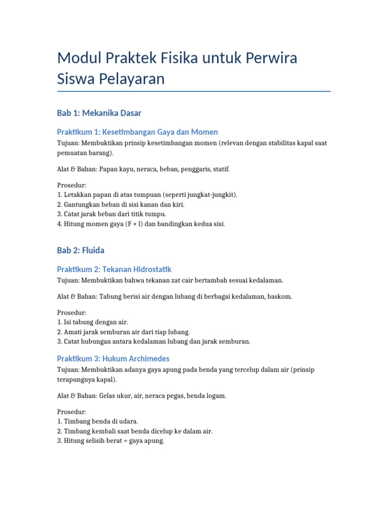 Praktikum Fisika untuk Perwira Pelayaran | PDF