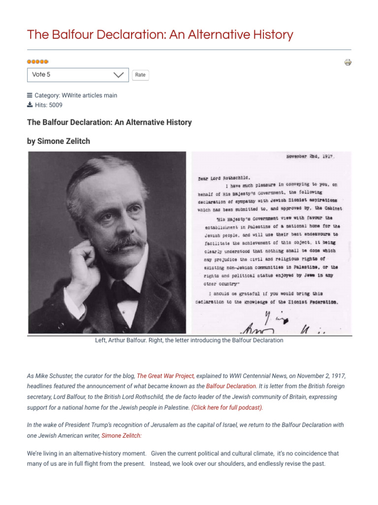 Balfour Declaration: Alternate Perspectives | PDF | Mandatory Palestine ...