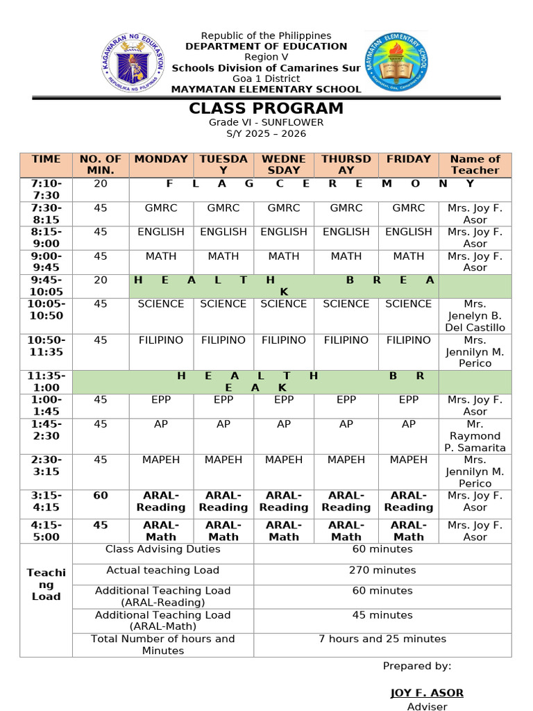 Grade VI Class Program 2025-2026 | PDF | Republicanism | Philippines