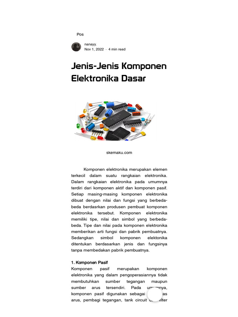 Jenis-Jenis Komponen Elektronika Dasar | PDF