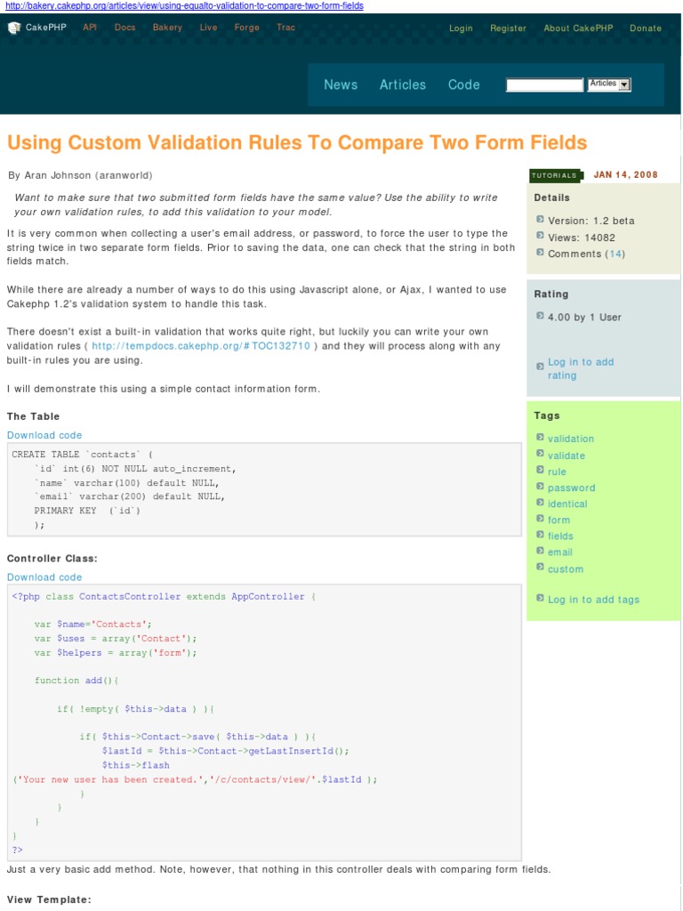 Using Custom Validation Rules To Compare Two Form Fields Pdf