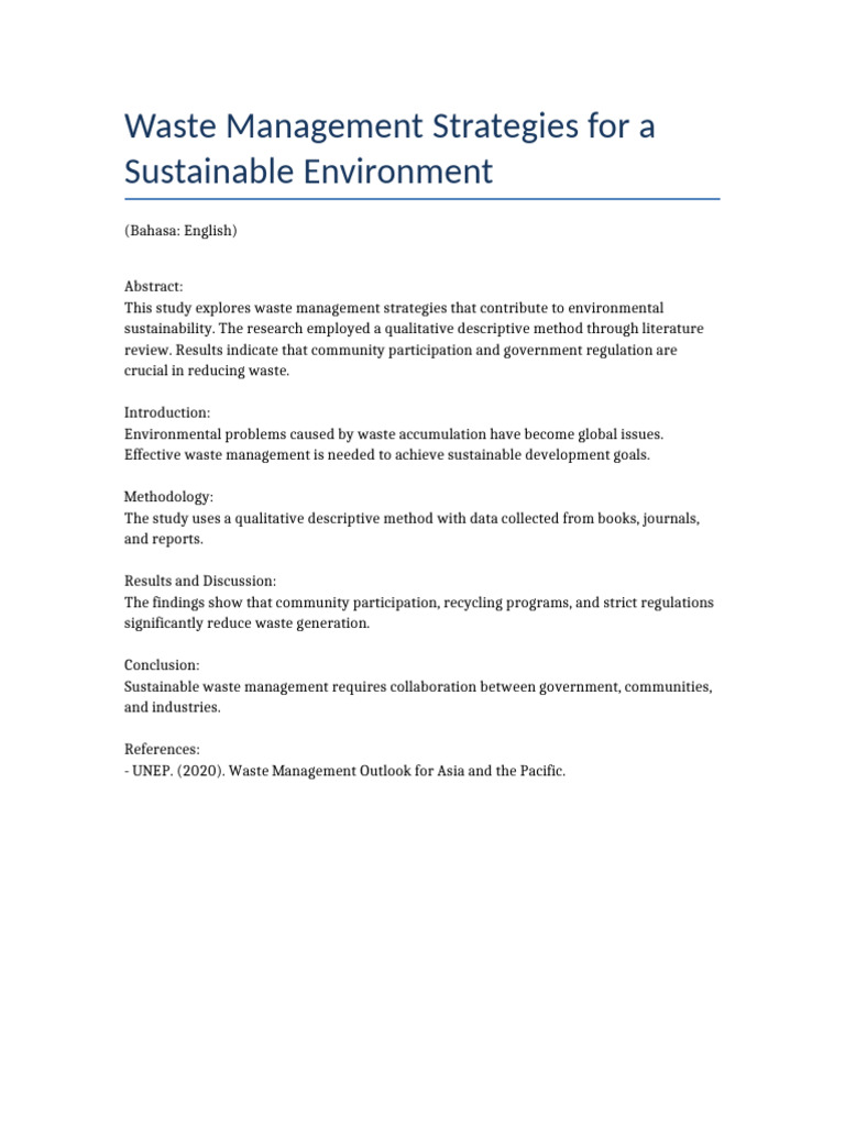 Sustainable Waste Management Strategies | PDF