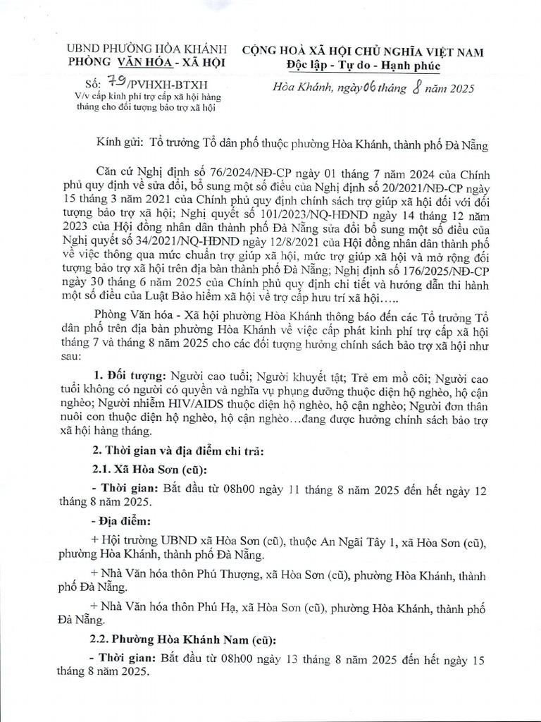 CV 76 VV Cap Kinh Phi Tro Cap Xa Hoi Hang Thang Cho Doi Tuong BTXH ...