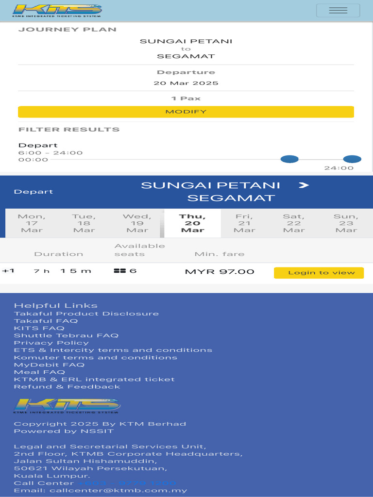 Welcome To The KTMB Integrated Ticketing System | PDF
