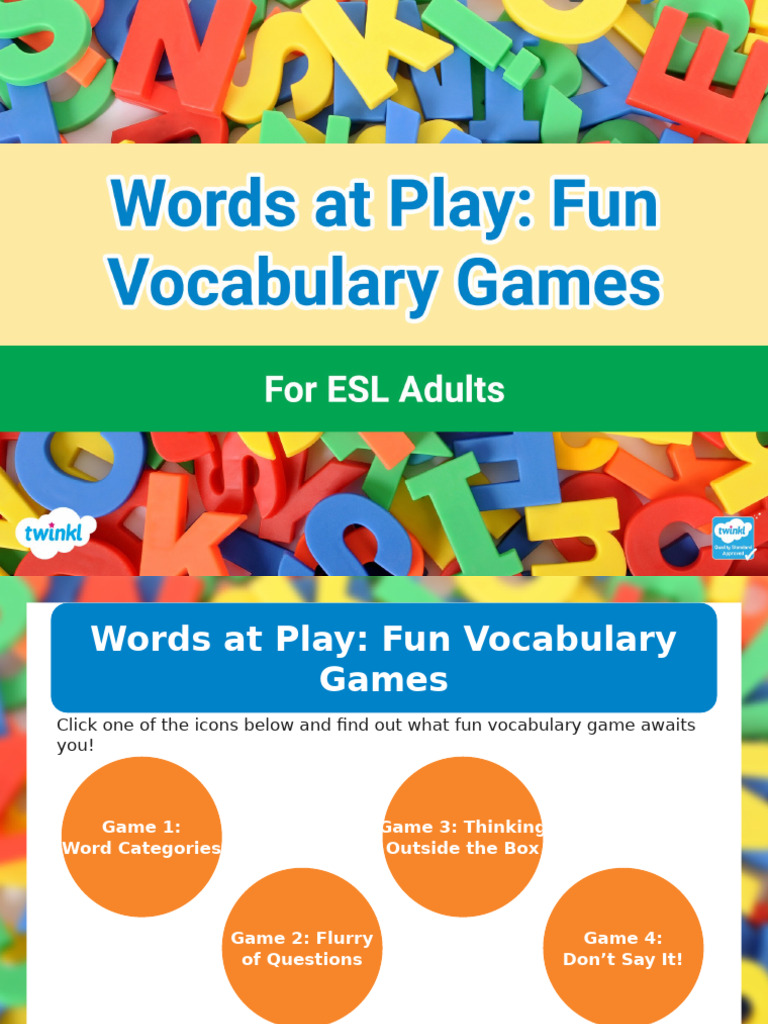 T 1719493949 Esl Vocab Games Adults A2 b1 Ver 2 | PDF | Noun | Verb