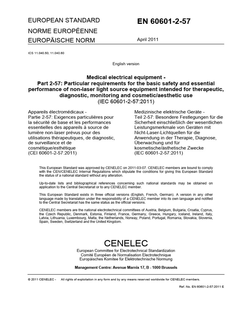 4.Iec 60601-2!57!2011 医用电气设备 第2-57部分：治疗、诊断、监控和美容美容用非激 | PDF ...