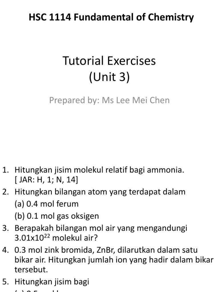 Tutorial Exercises Unit 3 | PDF