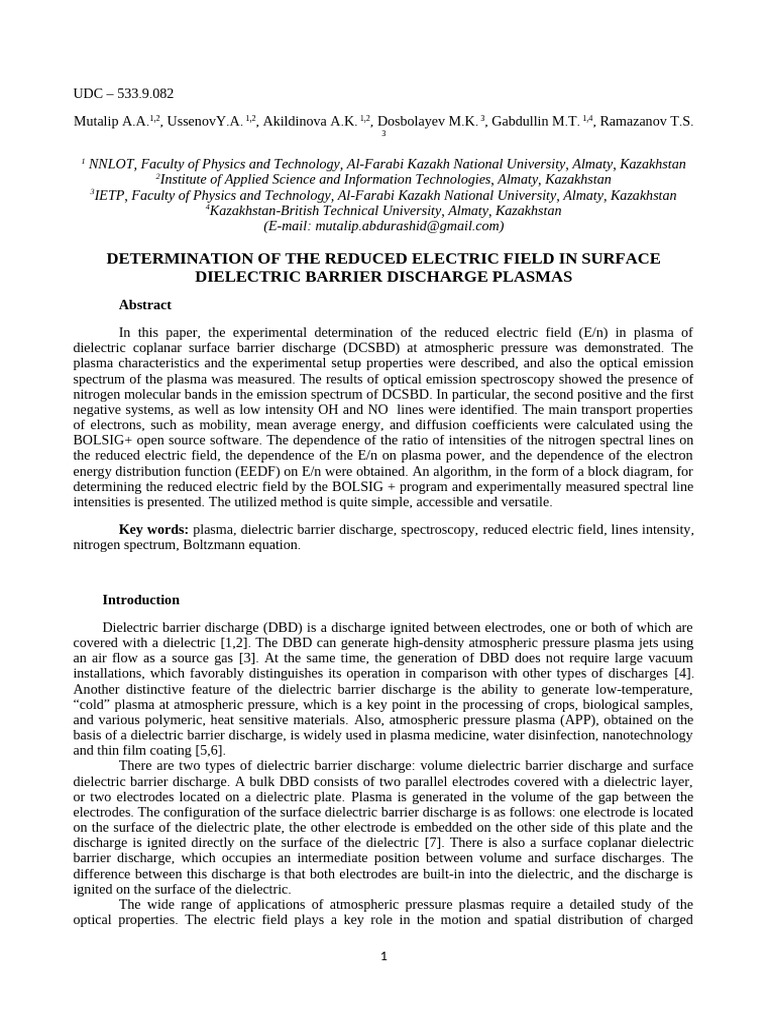 Mutalip A. KazNU | PDF | Plasma (Physics) | Electromagnetic Radiation