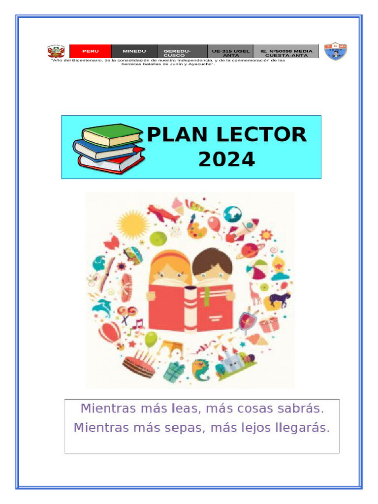 Plan Lector Institucional IE N°50098 | PDF | Salón de clases | Enseñando