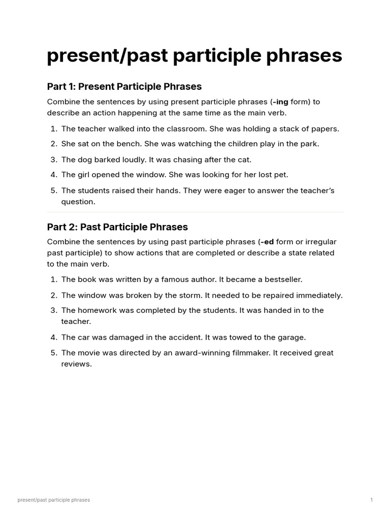 Using Present and Past Participle Phrases | PDF