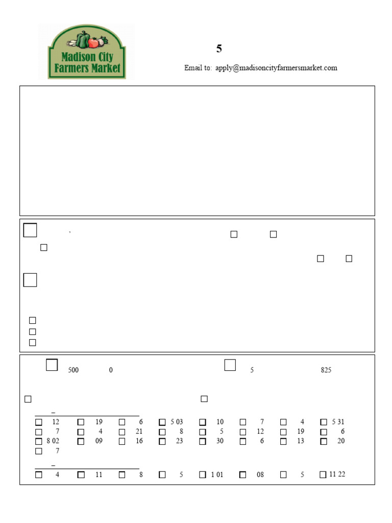 Madison City Farmers Market Vendor Application | PDF | Farmers' Market ...