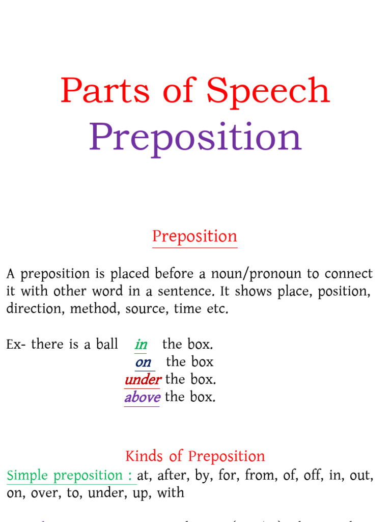 Parts of Speech 10 Preposition | PDF | Part Of Speech | Linguistics