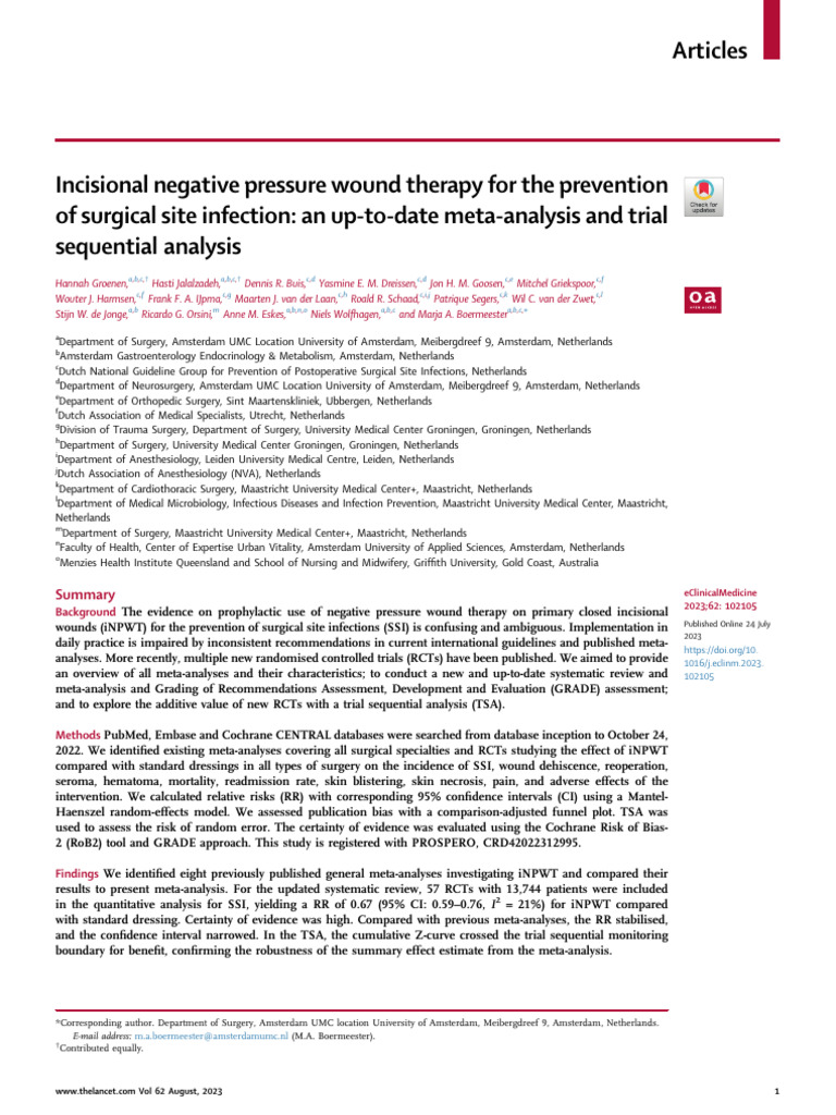 Incisional Negative Pressure Wound Therapy For The Prevention of ...