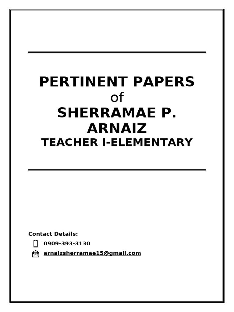PERTINENT PAPERS Coverpage | PDF