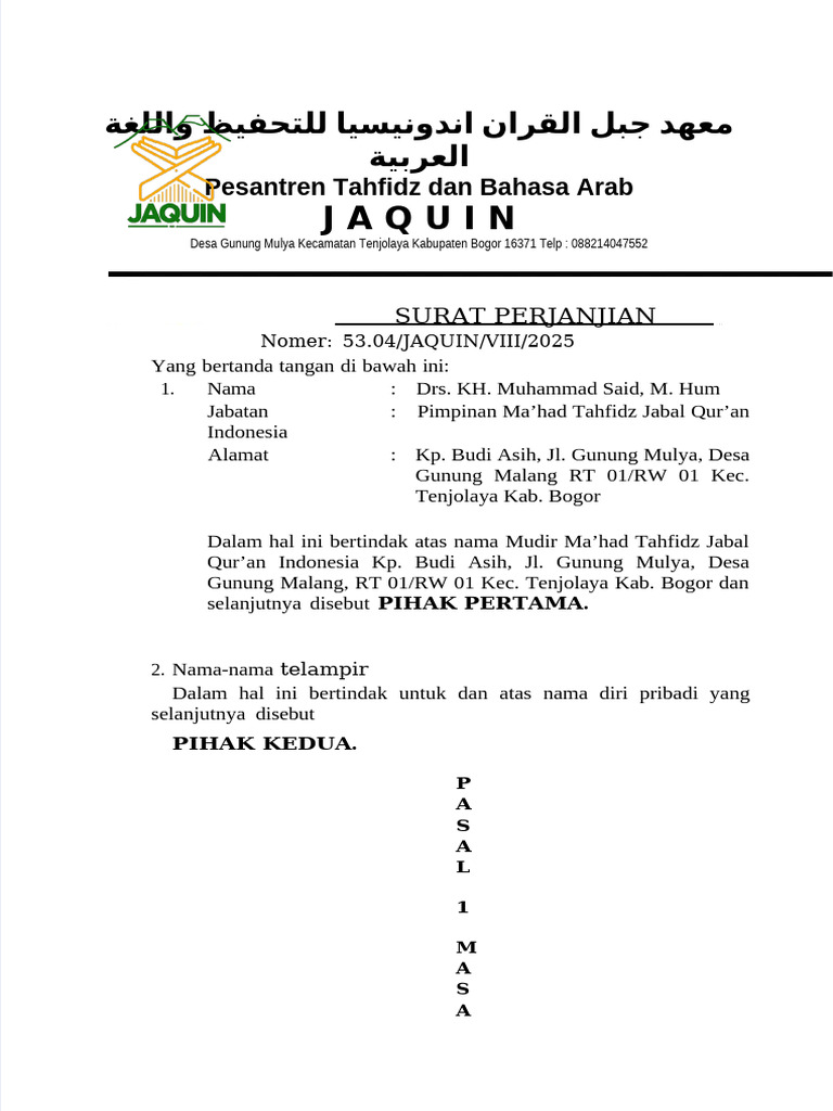 Surat Mou Musyrif | PDF