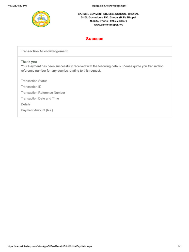 Transaction Acknowledgement | PDF