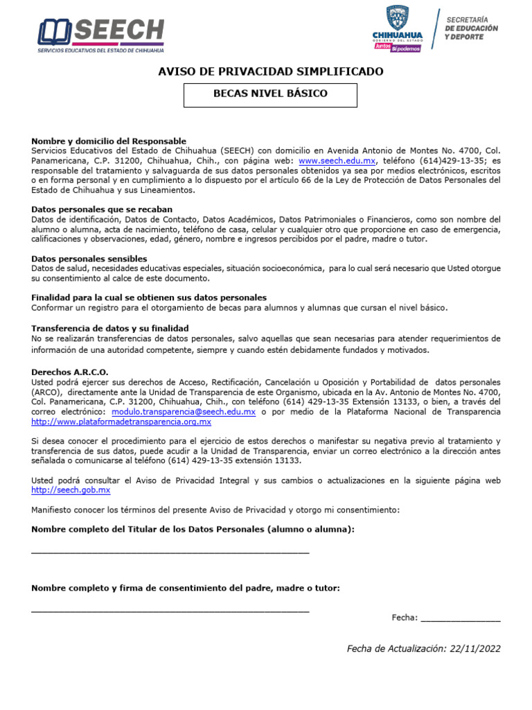 Aviso de Privacidad - Simplificado | PDF