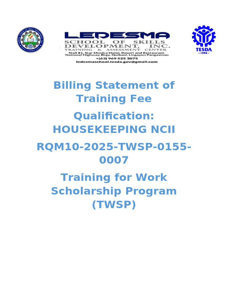 Billing Statement of Training Fee | PDF